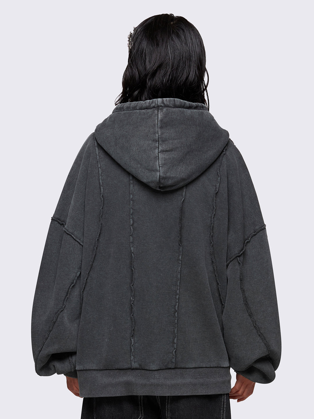 Oversized Zip Up Hoodie in Washed Grey | Minga London Oversized Zip Up Hoodie in Washed Grey | Minga London