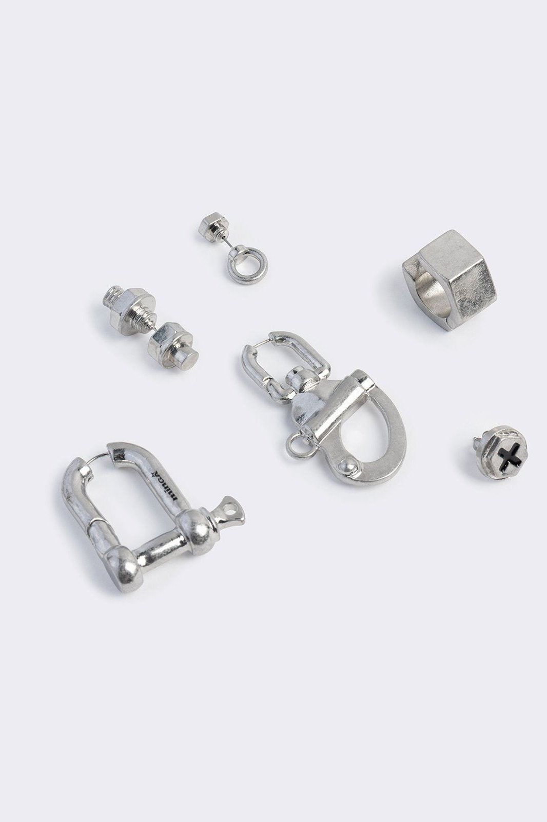 Silver Earring Set - Screws, Bolts and Nuts | Minga London